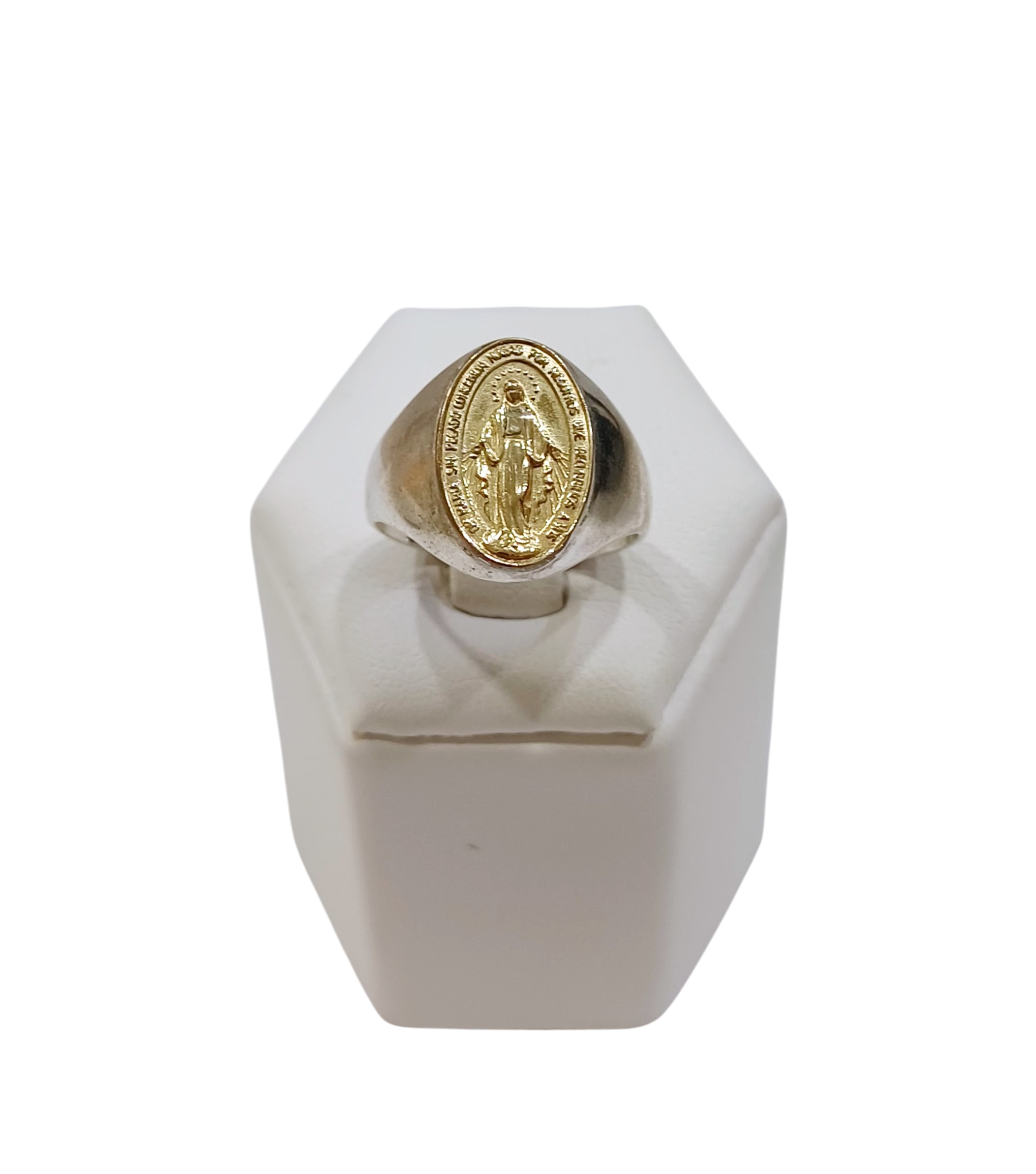 Anillo Virgen Milagrosa plata y oro – María Jesús Joyas